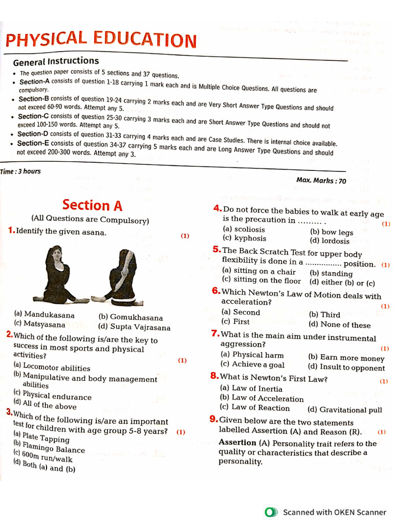 P.E Sample Paper 1 | PDF