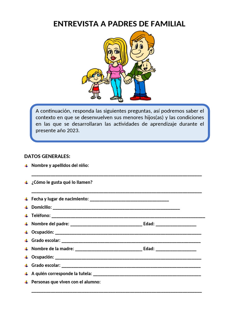 Entrevista Al Padre de Familia (1) | PDF