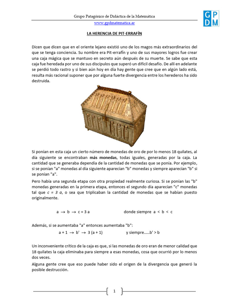 Herencia de Pit-errafín: Desafío Matemático | PDF