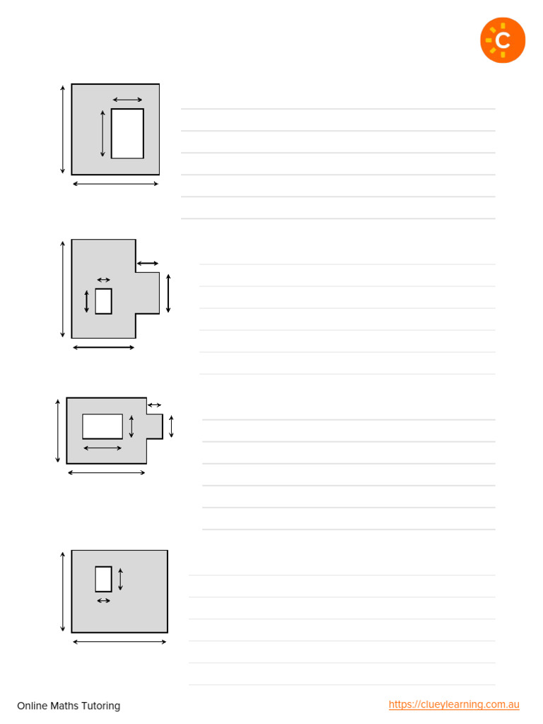 Year 9 Measurement Maths Worksheet Area Missing Shape Clueylearning ...
