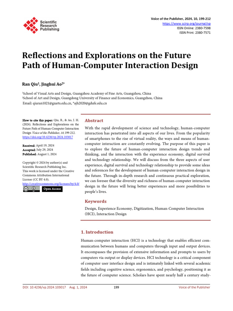 Path of Human-Computer Interaction Design | PDF | Human–Computer ...