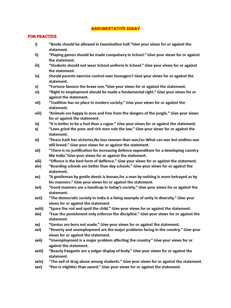 Argumentative Essays | PDF
