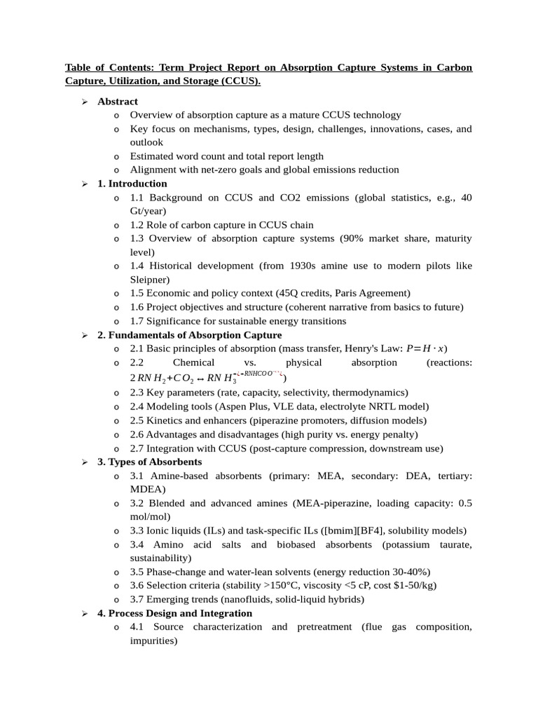 Submission of Term Project Outline for Review | PDF | Carbon Capture ...