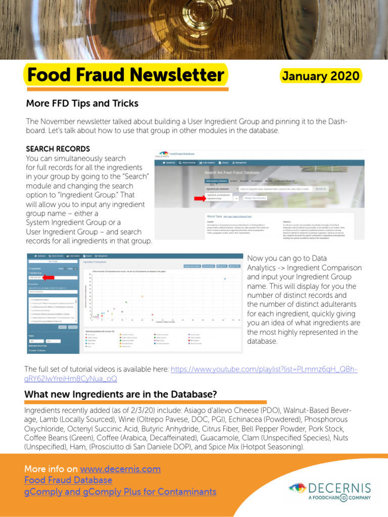 Food Fraud Database Newsletter 2020 01 | PDF | Whisky | Foods