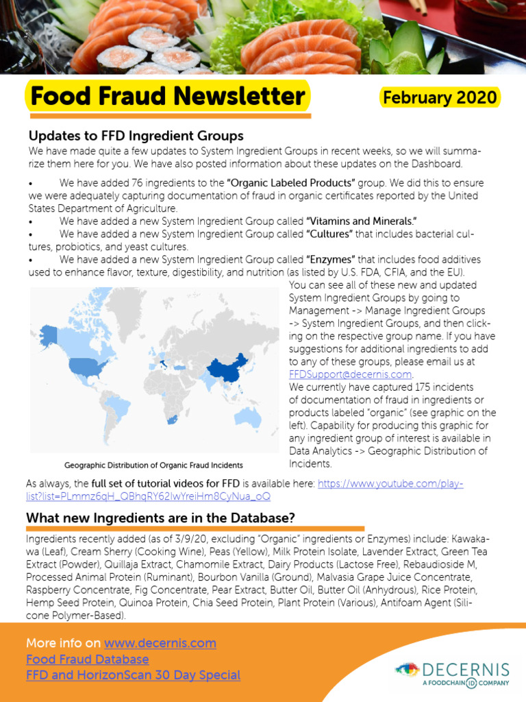 Food Fraud Database Newsletter 2020 02 | PDF | Foods