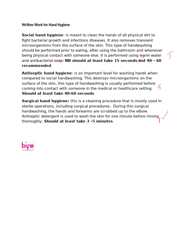 Types of Hand Hygiene Explained | PDF