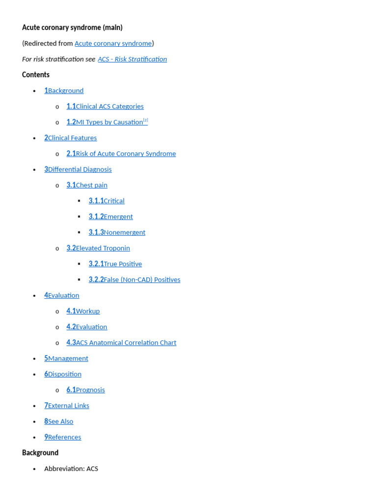 Acute coronary syndrome: A summary of ACS | PDF | Myocardial Infarction ...