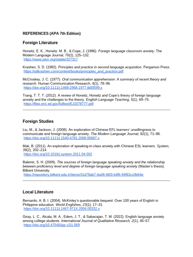 Research References | PDF | English As A Second Or Foreign Language ...