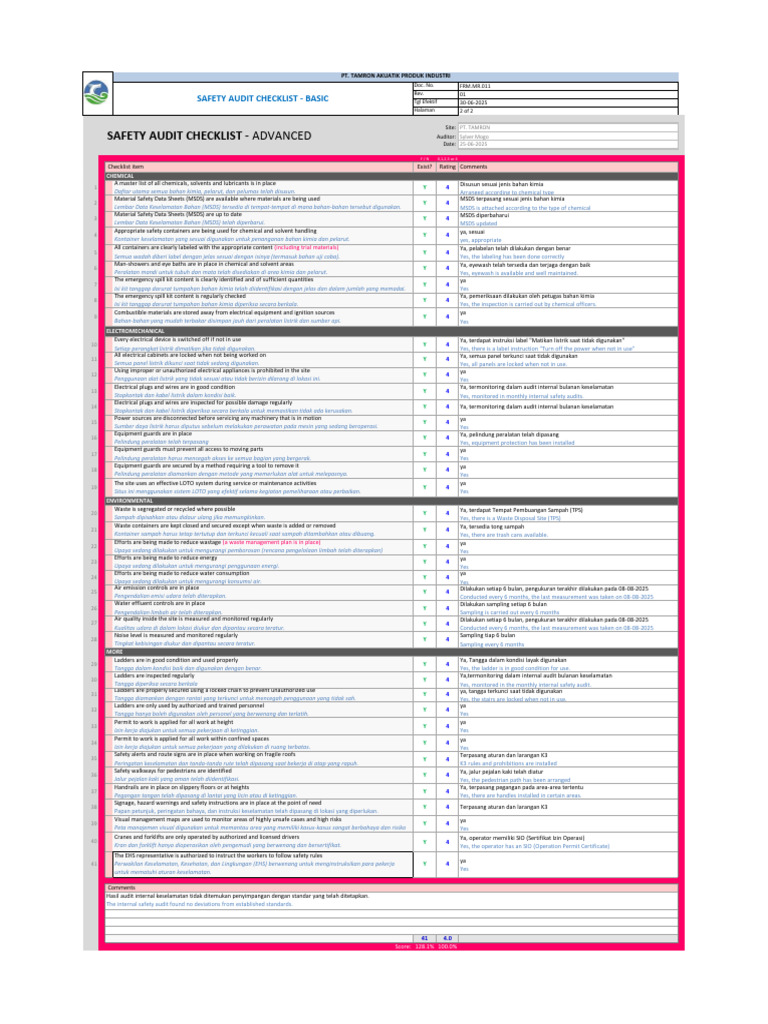 Safety Audit Checklist (1)2 | PDF