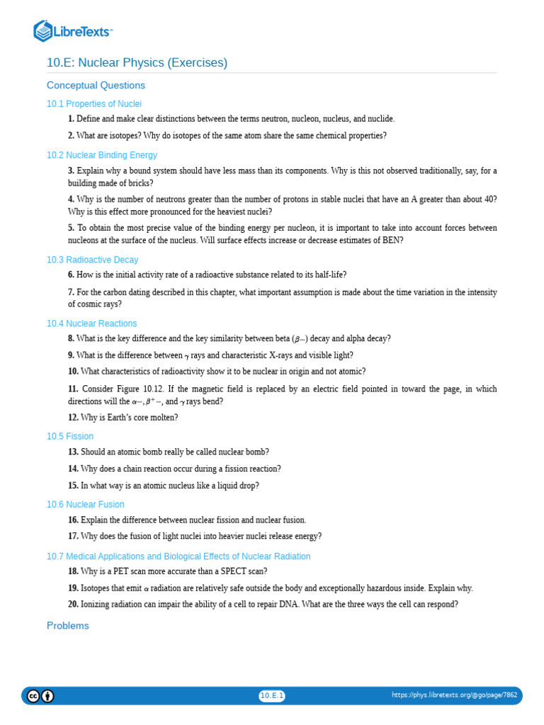 Nuclear Physics Exercises and Problems | PDF | Radioactive Decay ...