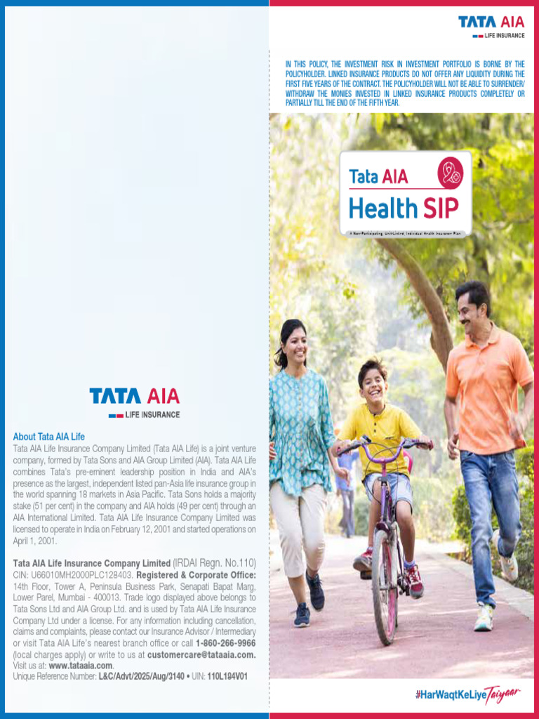 Tata AIA Health SIP Insurance Plan | PDF | Insurance | Myocardial ...