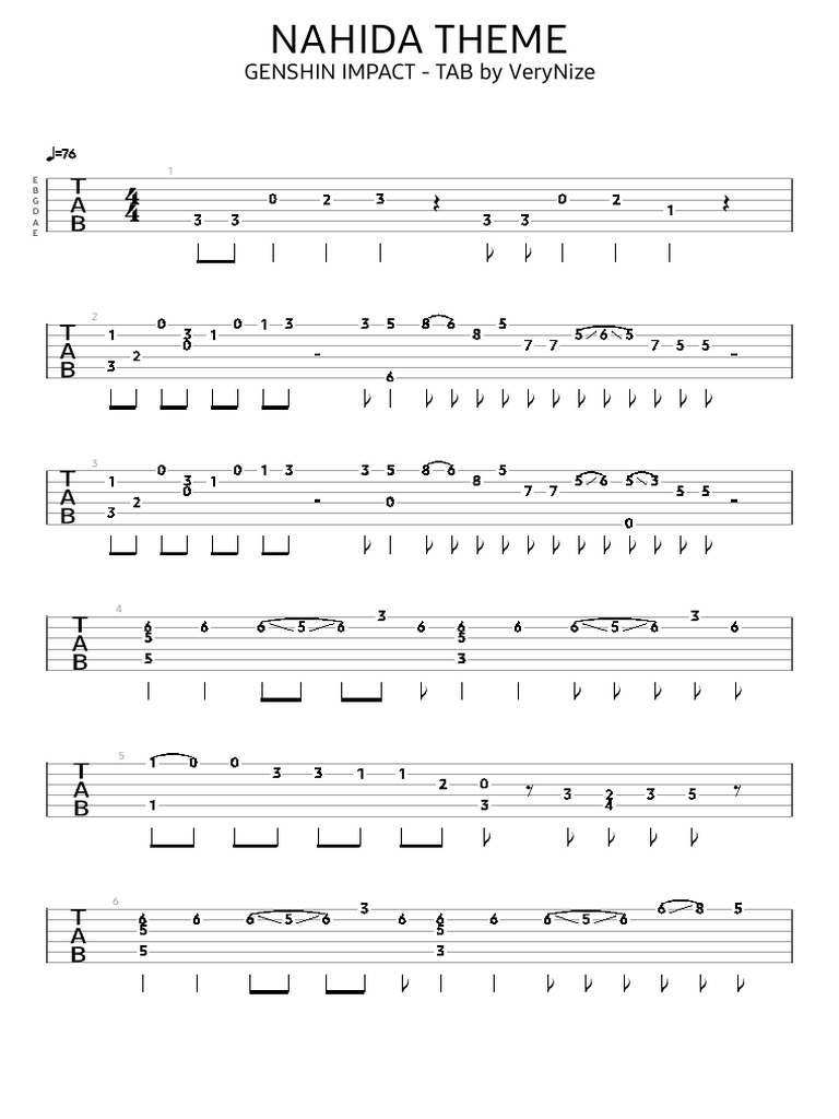 Genshin Impact Nahida Theme Tab | PDF | Song Structure | Songs
