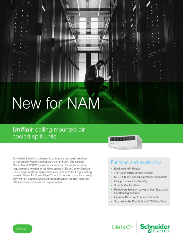 Uniflair Ceiling-Mounted Cooling Units | PDF | Machines | Energy Technology