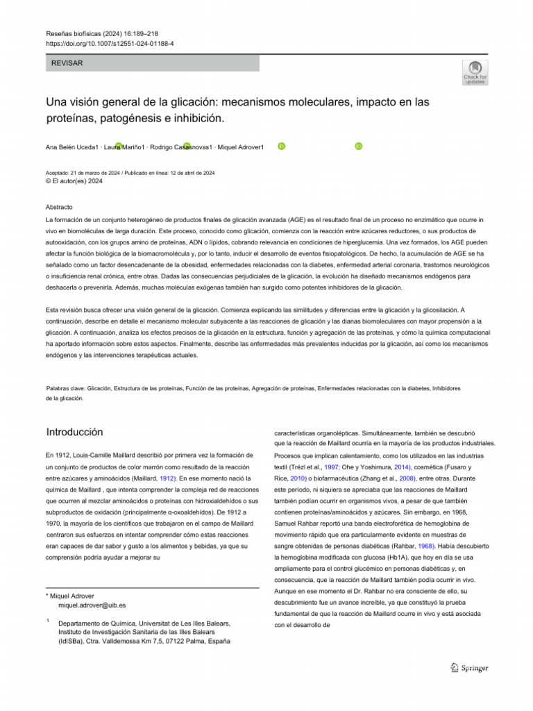 Glicación | PDF | Proteínas | Carbohidratos