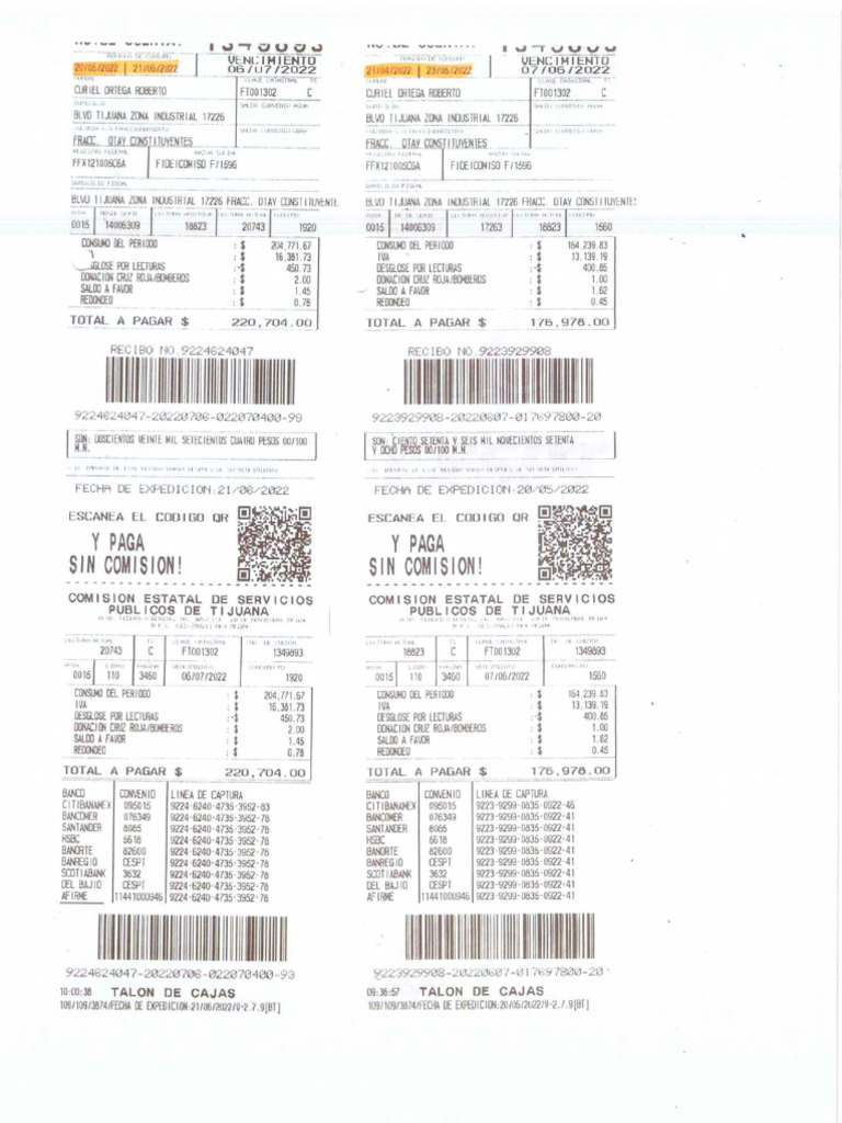 Recibos Consumo Agua | PDF