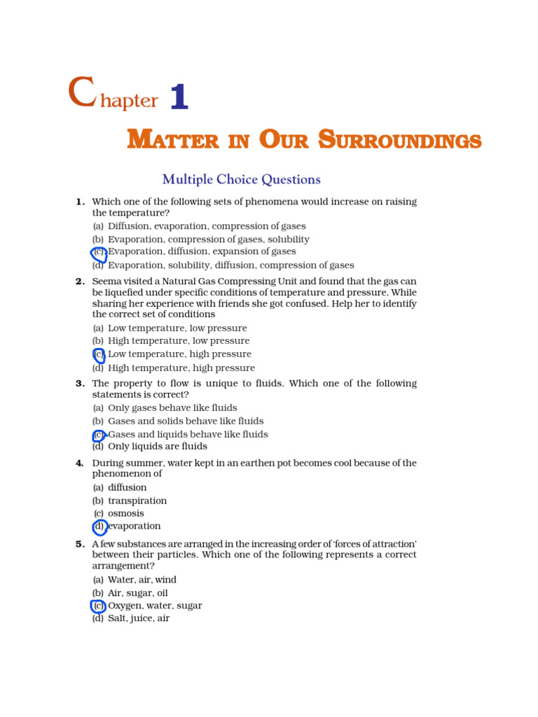 Exemplar Class 9 Chapter 1 | PDF | Gases | Liquids