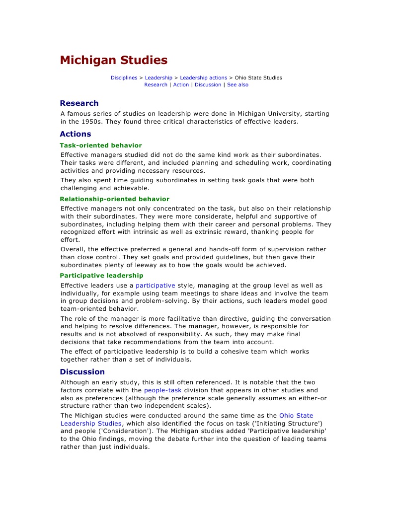Michigan Studies | PDF | Industrial And Organizational Psychology ...