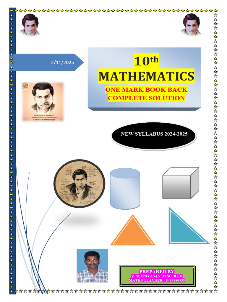 10 Th Maths One Mark Full Explanation 2025 | PDF | Mathematical ...