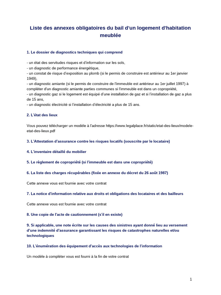 Liste Des Annexes Obligatoires | PDF