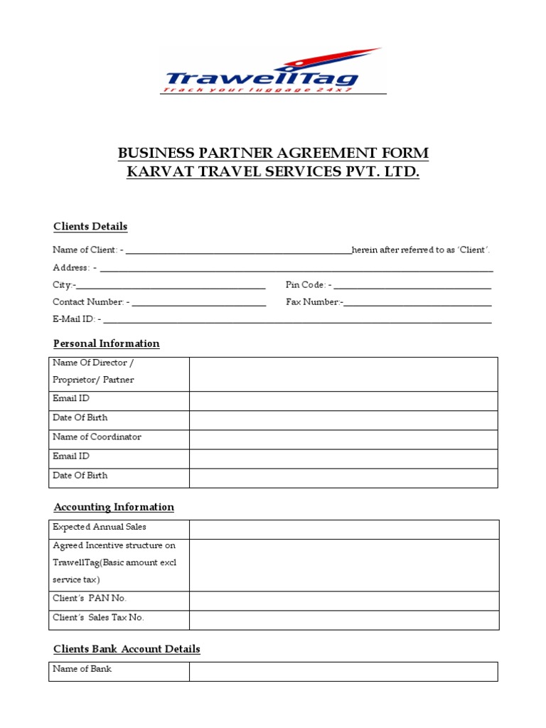Business Partner Agreement Form | PDF | Signature | Insurance
