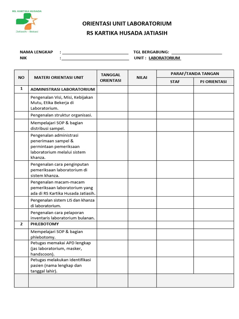 LAB_01_FORMULIR ORIENTASI UNIT LAB_REVISI | PDF