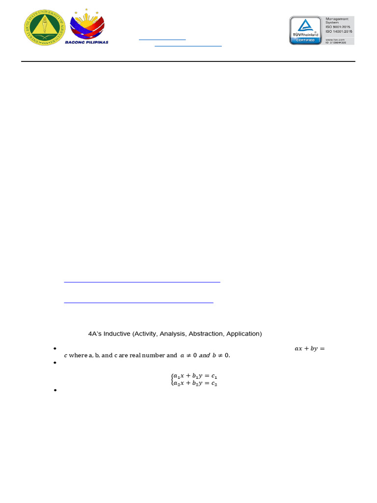 DETAILED LP - SYSTEM OF LINEAR EQUATION FINAL | PDF | Equations ...