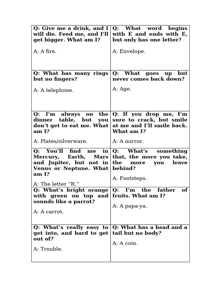 Fun Riddles and Answers Collection | PDF | Planets In Astrology
