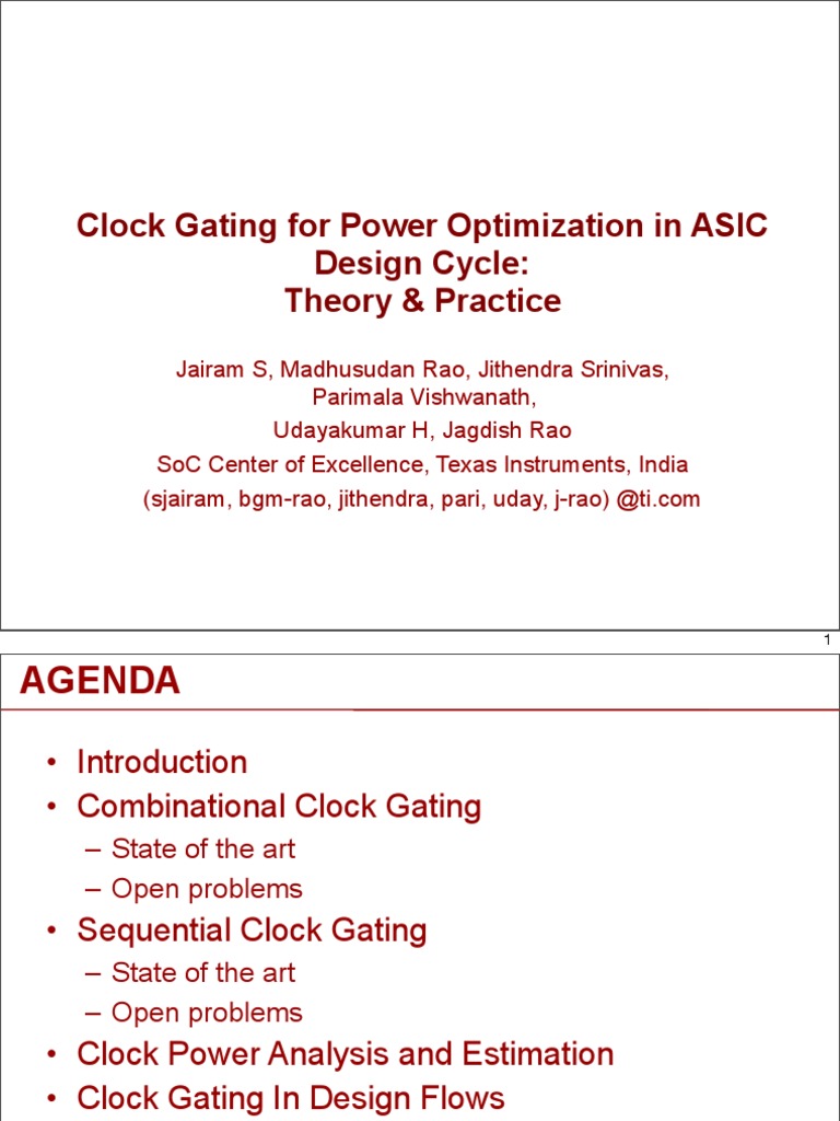 Clock Gating For Power Optimization in ASIC Design Cycle: Theory ...
