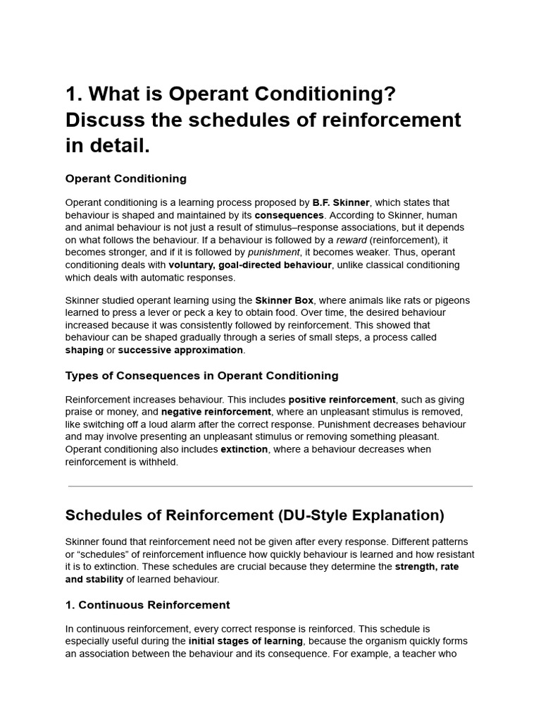 itp pyqs sem 1 du | PDF | Reinforcement | Classical Conditioning