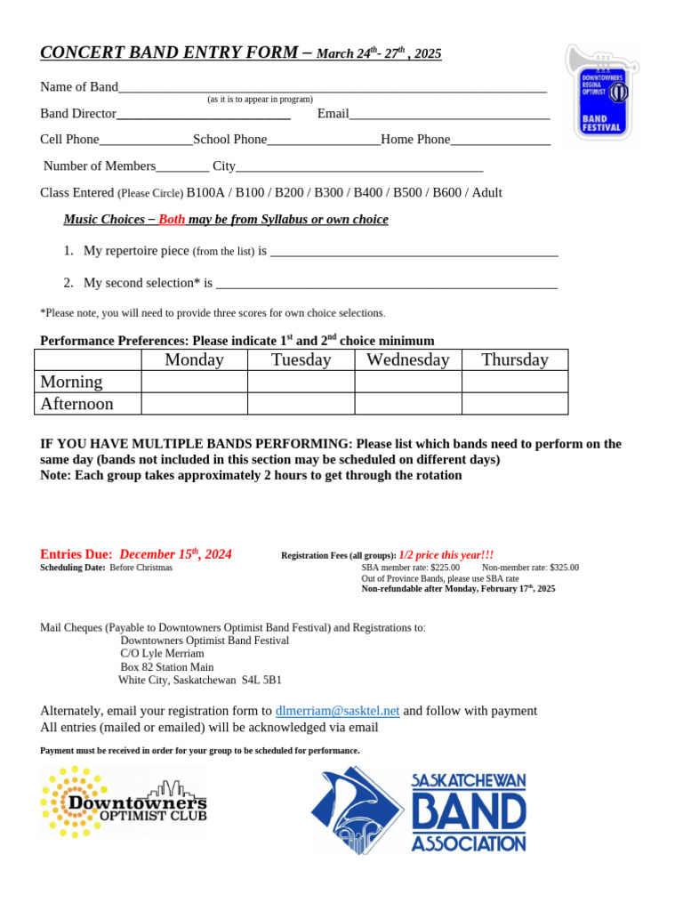 Concert Registration Form 25 | PDF