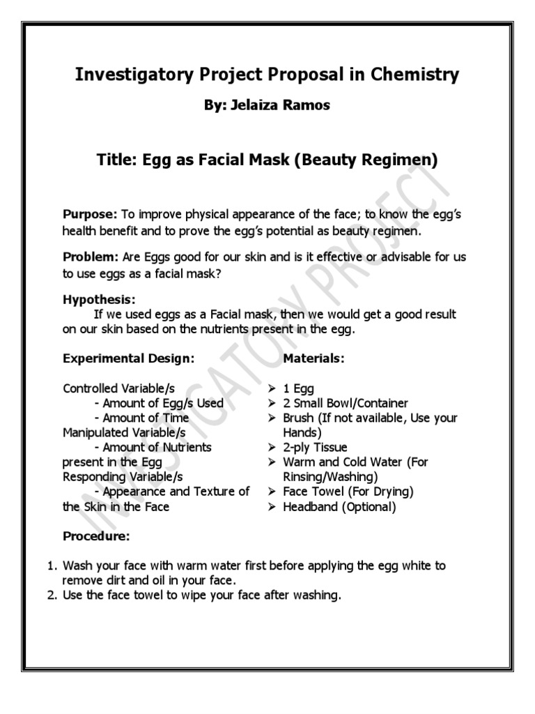 Investigatory Project Proposal in Chemistry | PDF | Vitamin A | Selenium
