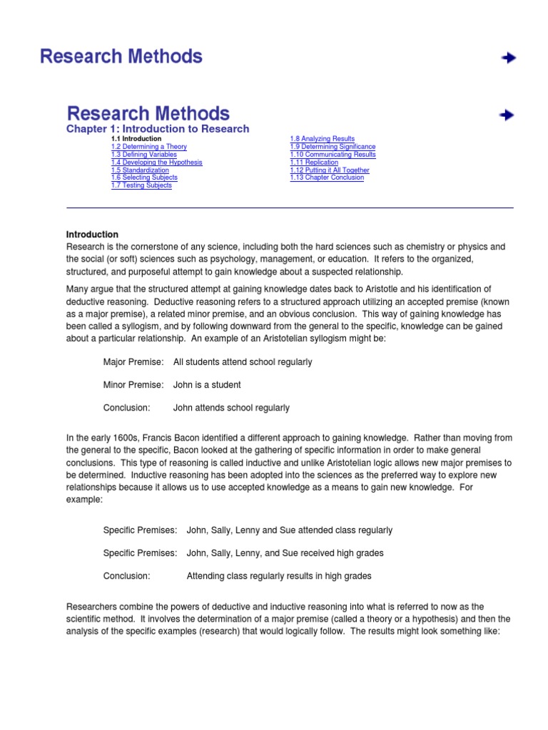 Chapter 1: Introduction To Research | PDF | Hypothesis | Null Hypothesis