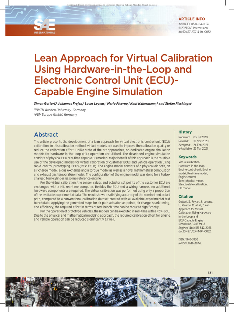 Virtual Calibration for ECU Optimization | PDF | Simulation | Engines