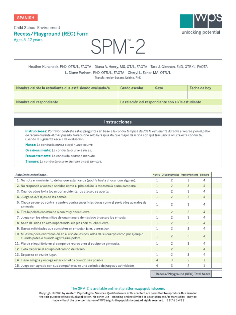 Spm2 Sp Recess Response Sheet | PDF