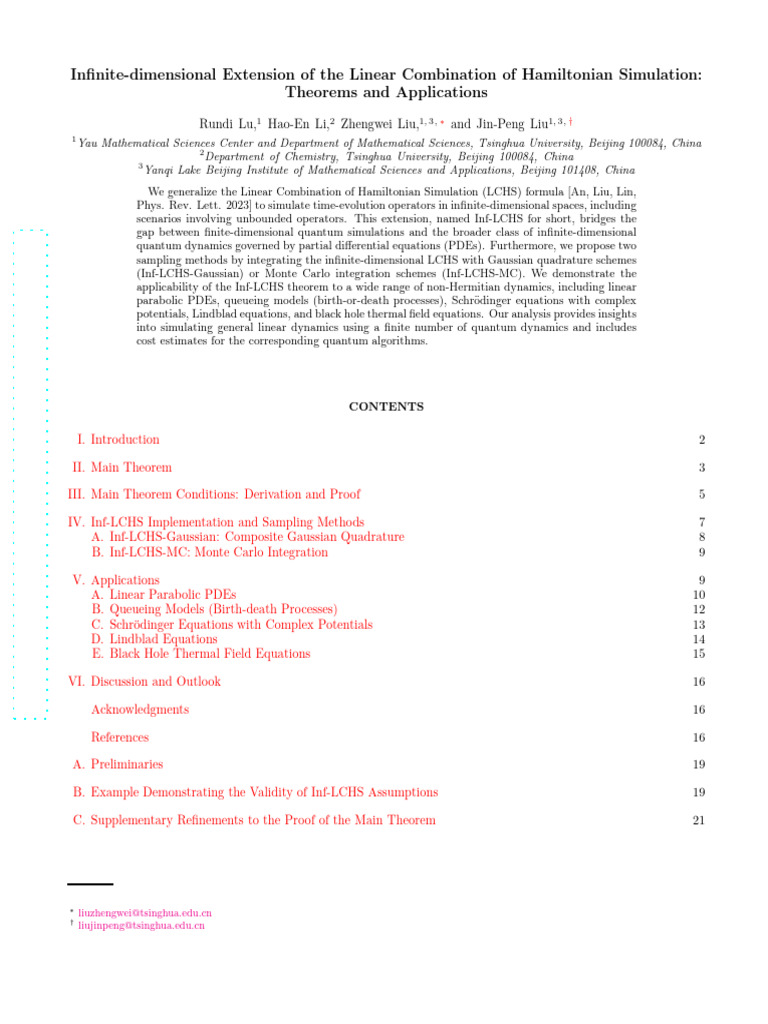 Infinite-dimensional Extension of the Linear Combination of Hamiltonian ...