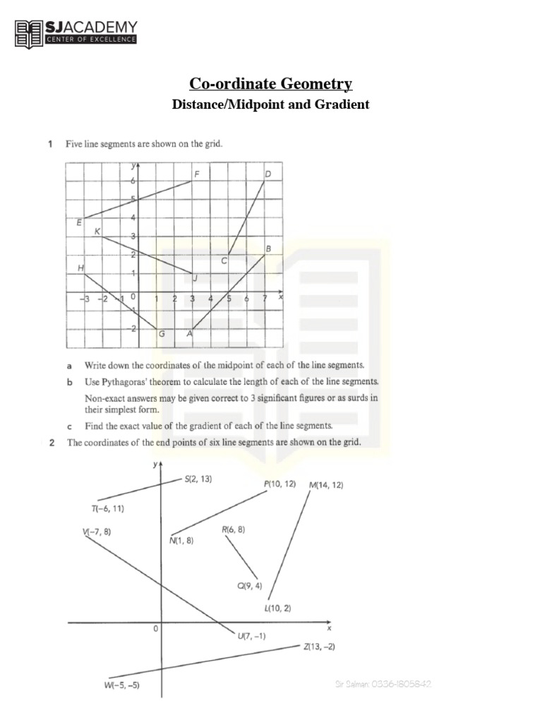 Co-Ordinate Geometry Worksheet | PDF