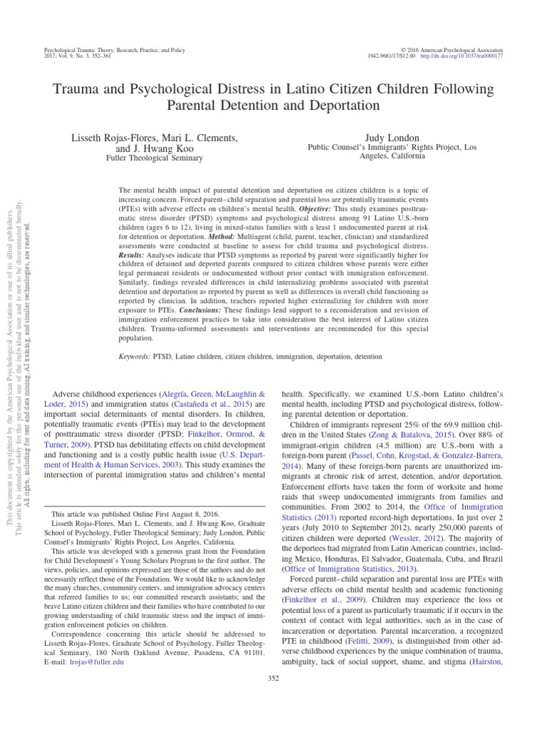 Trauma and Psychological Distress in Latino Citize | PDF ...