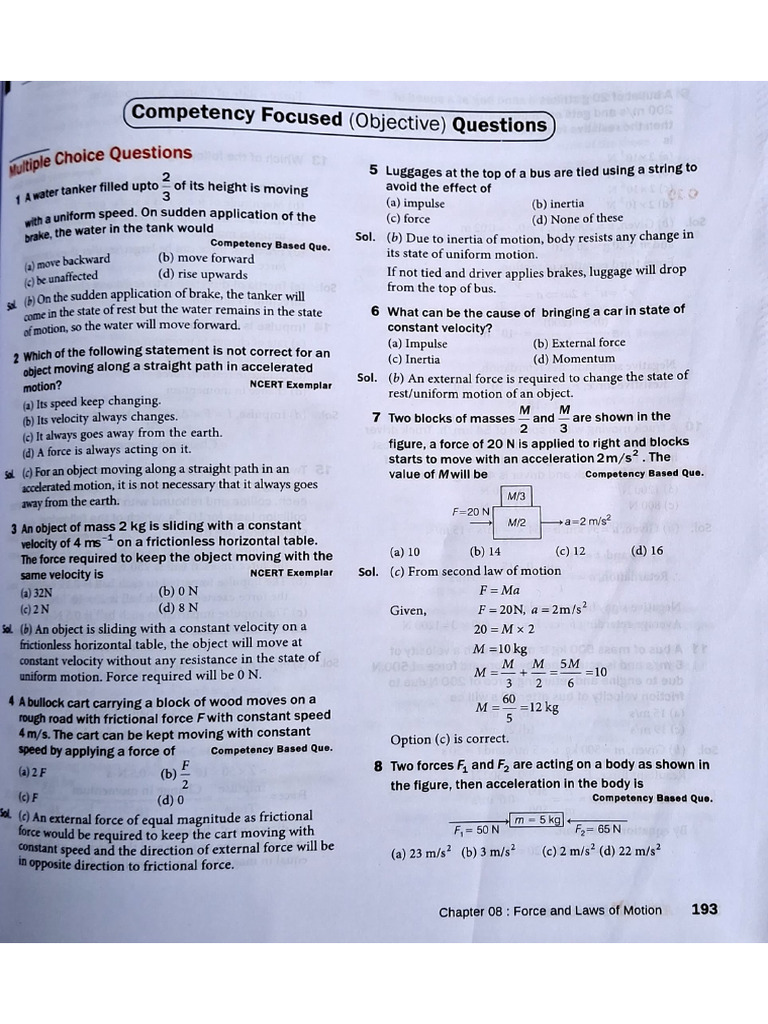 Force and Laws of Motion - Complete Question Bank With Answers | PDF