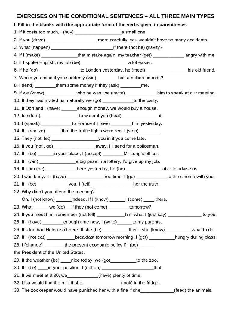 Conditional Sentences - Mixed (1) | PDF