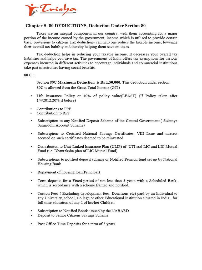 Deductions Under Section 80 and TDS | PDF | Taxes | Tax Deduction