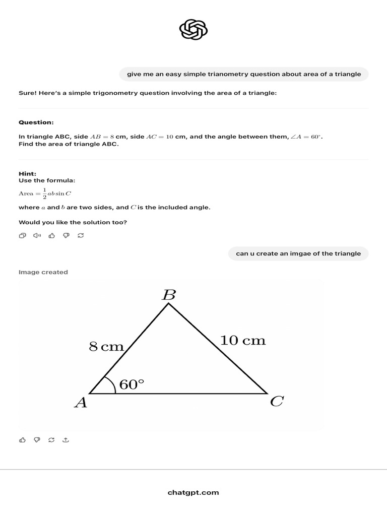 Trigonometry Triangle Area Question | PDF