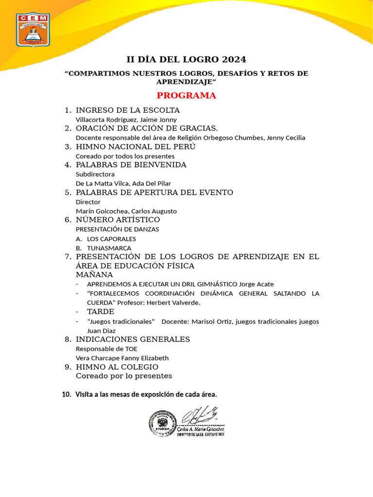 Programa II Dia Del Logro 2024 Ok | PDF