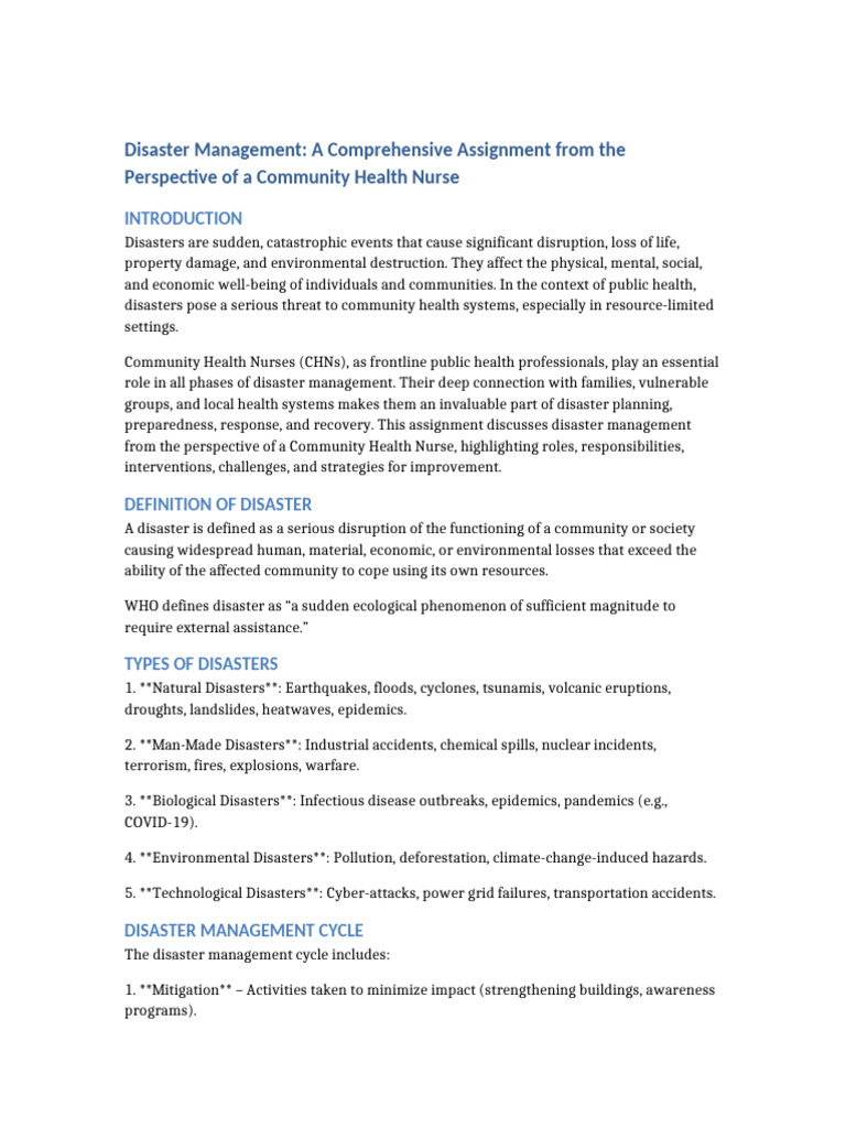 Comprehensive Disaster Management Assignment | PDF | Emergency ...