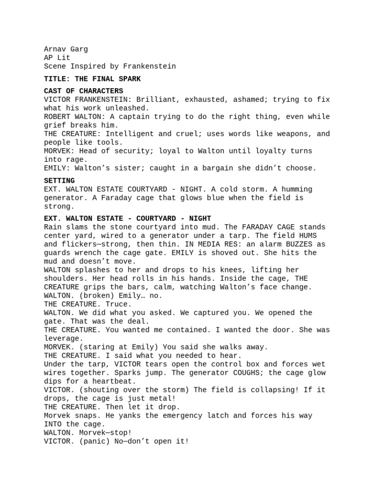 The Final Spark Screenplay Arnav Garg FMTLIKE | PDF