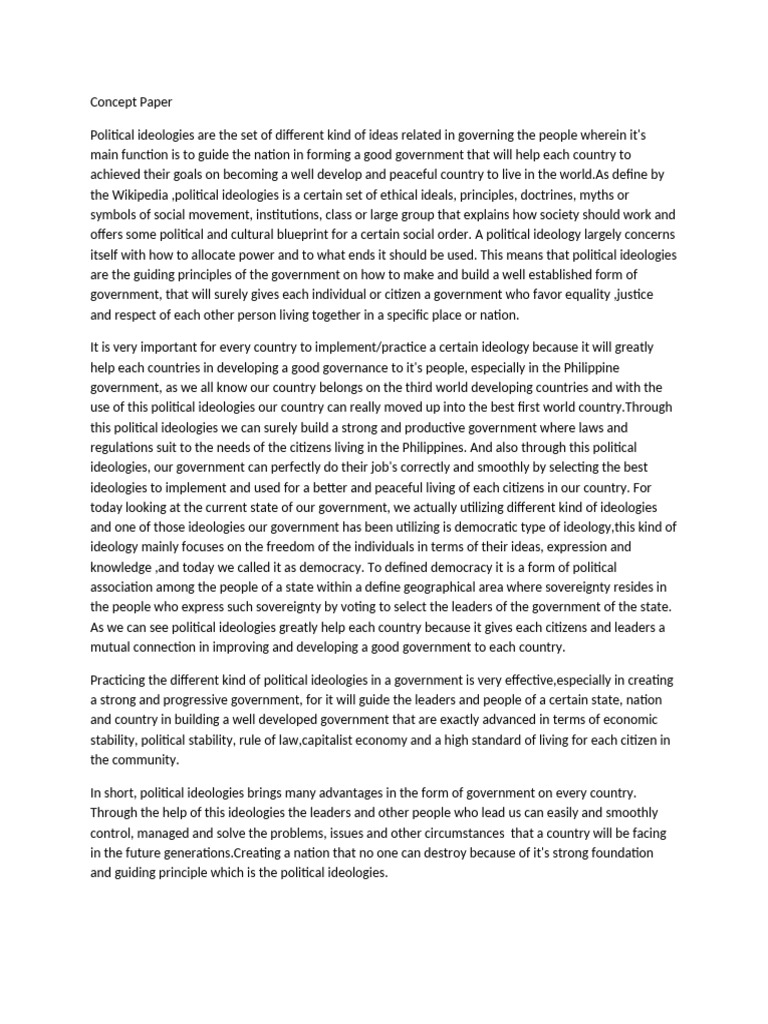 Concept Paper[1] | PDF | Ideologies | State (Polity)