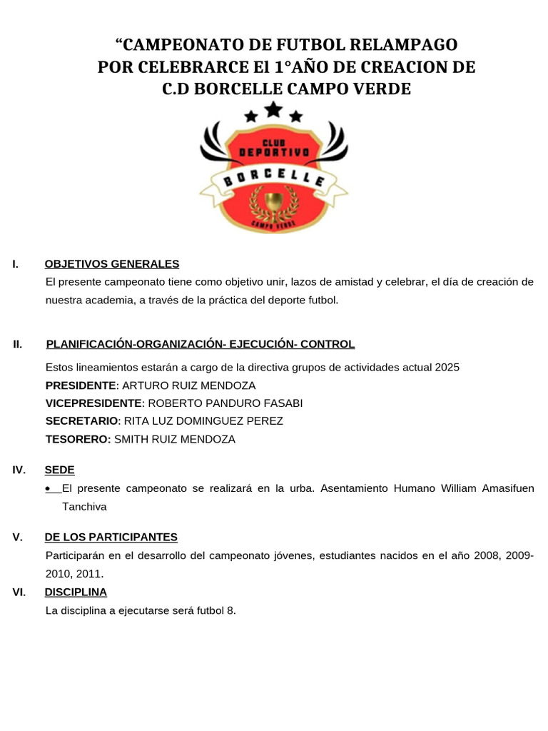 Campeonato de Fútbol Relámpago 2025 | PDF | Reglas y regulaciones ...