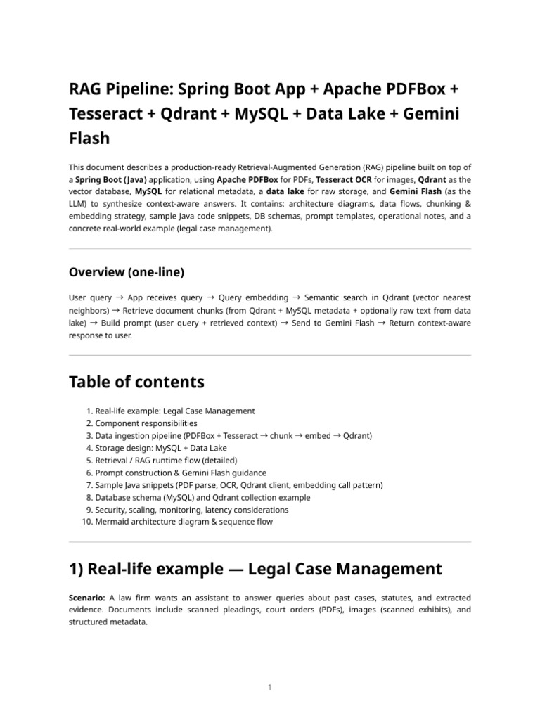 Rag Pipeline Architecture for Spring Boot Gemini Flash | PDF | Metadata ...