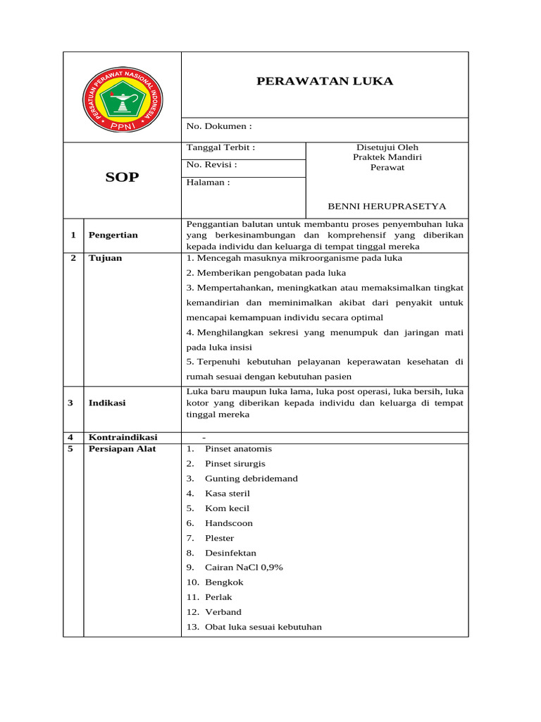 Sop Perawatan Luka Home Care | PDF