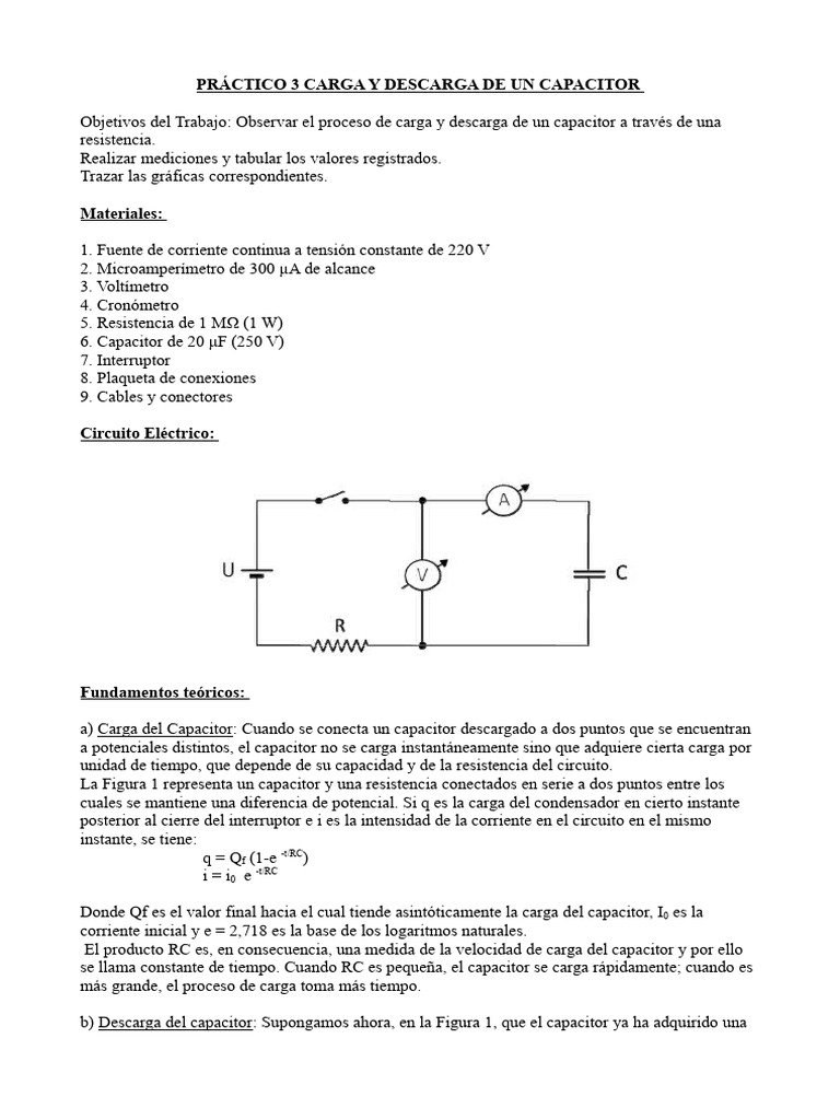 Carga y Descarga de un Capacitor | PDF | Condensador | Corriente eléctrica