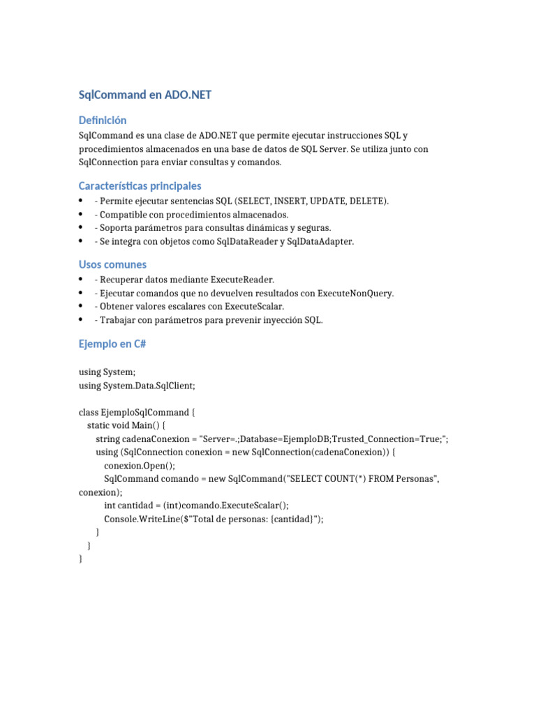 SqlCommand ADO NET | PDF